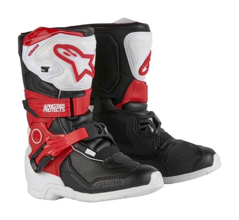 Tech-3S Kids Mx Boots White/Black/Bright Red | Tracktion Motorcycles