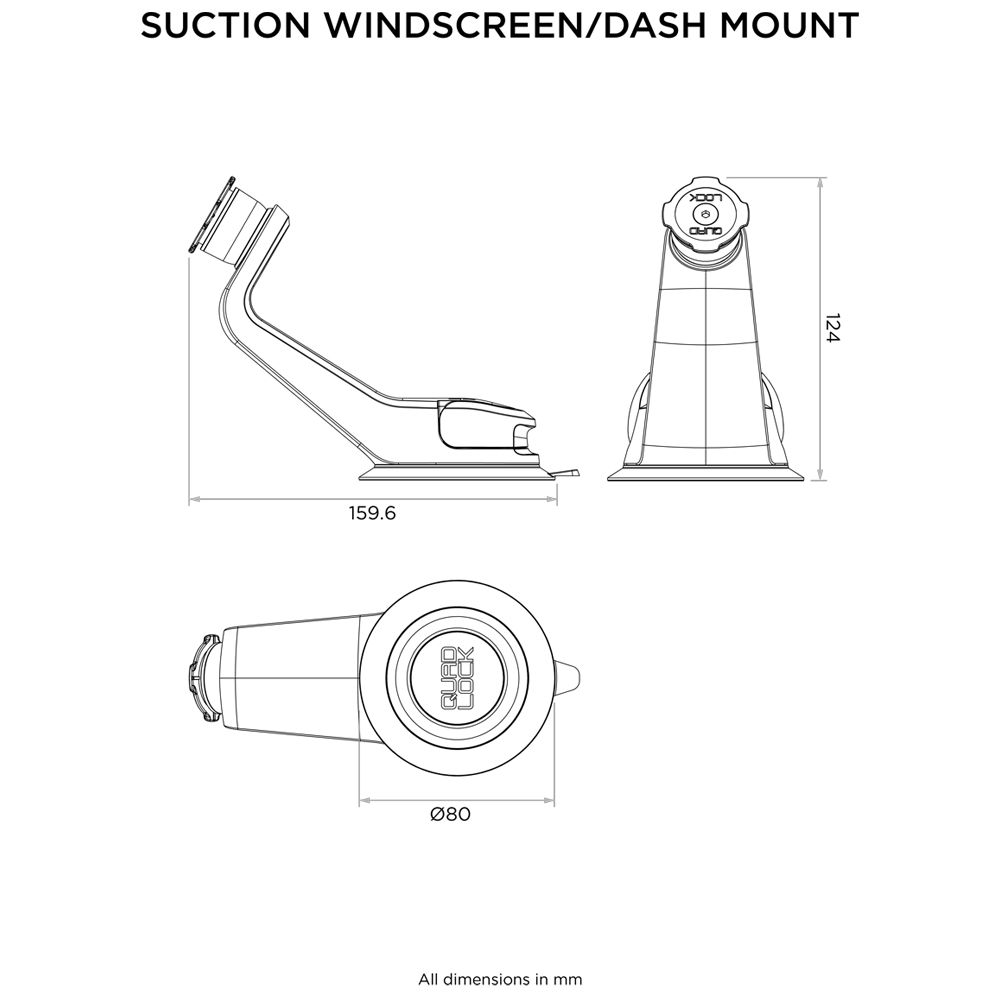 Car Mount Suction Windscreen/Dash Quad Lock | Tracktion Motorcycles
